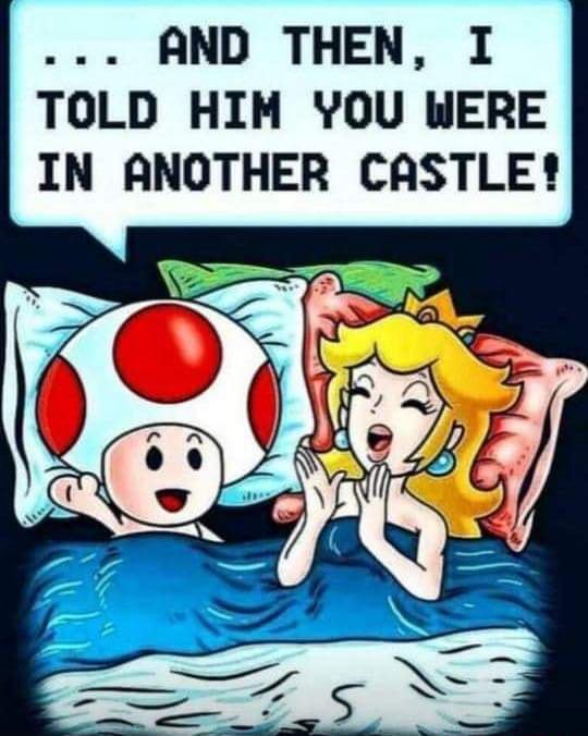 Toadstool and the Princess in bed together. Toadstool saying: “…And ...