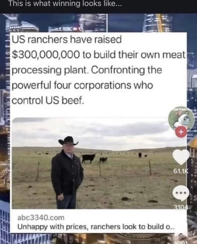 This is what winning looks like... US ranchers have raised $300,000,000 ...