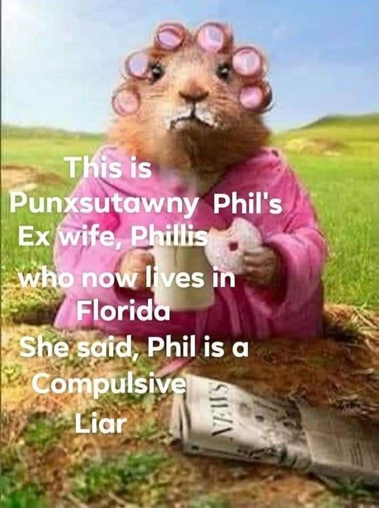 This is Punxsutawny Phil's Ex wife, Phillis who now lives in Florida ...