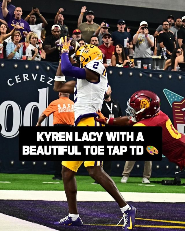 Would count in the NFL too 😮‍💨 (via @lsufootball) - KYREN LACY WITHA BEAUTIFUL TOE TAP TD ...