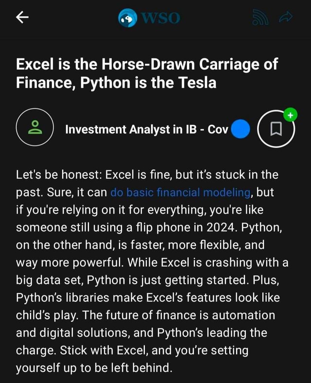 Excel is the GOAT WSO Academy has helped thousands break into top IB ...