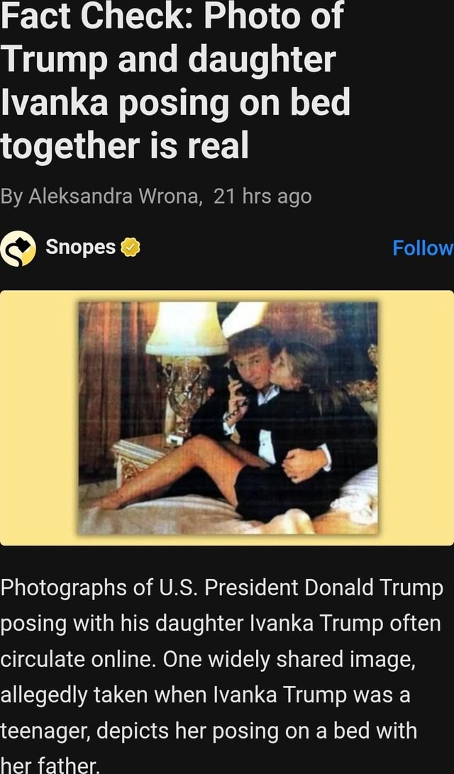 Fact Check: Photo of Trump and daughter Ivanka posing on bed together ...