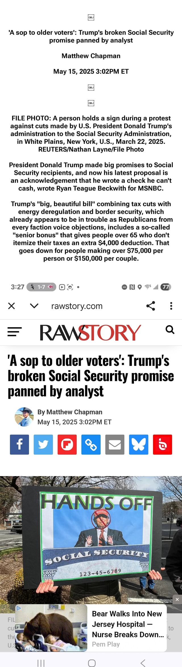 'A sop to older voters': Trump's broken Social Security promise panned ...