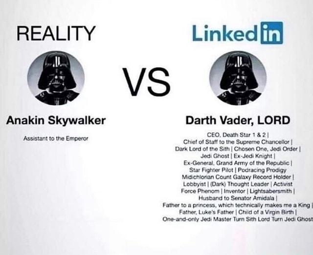 REALITY Linked vs Anakin Skywalker Assistant to the Emperor Darth Vader ...