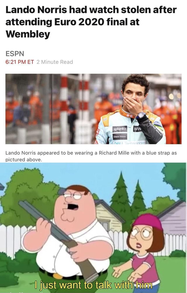 Lando Norris had watch stolen after attending Euro 2020 final at ...