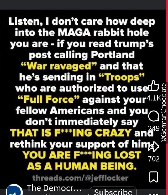 Listen, I don't care how deep into the MAGA rabbit hole you are - if ...
