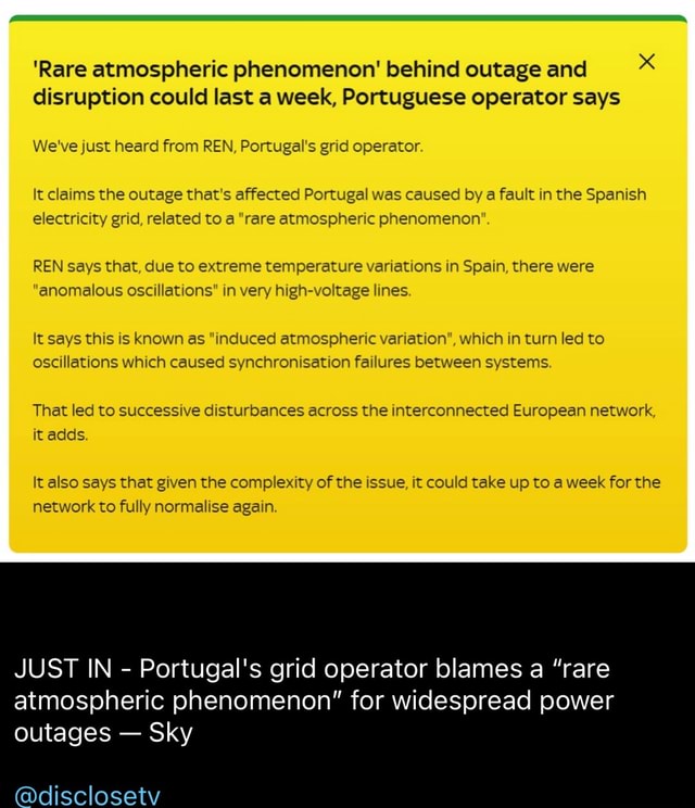 'Rare atmospheric phenomenon' behind outage and disruption could last a ...