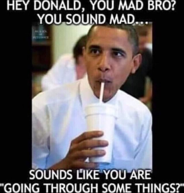 HEY DONALD, YOU MAD BRO? MAD... YOU SOUNDS LIKE YOU ARE "GOING THROUGH ...