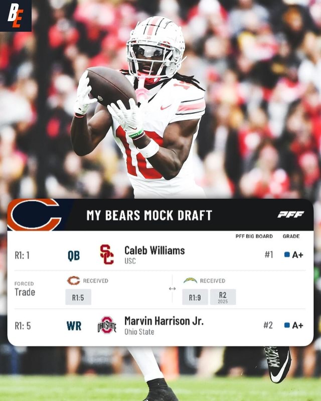MHJ and Caleb 👀 - PFF BIG BOARD GRADE BEARS MOCK ORAFT Caleb illi #1 ...