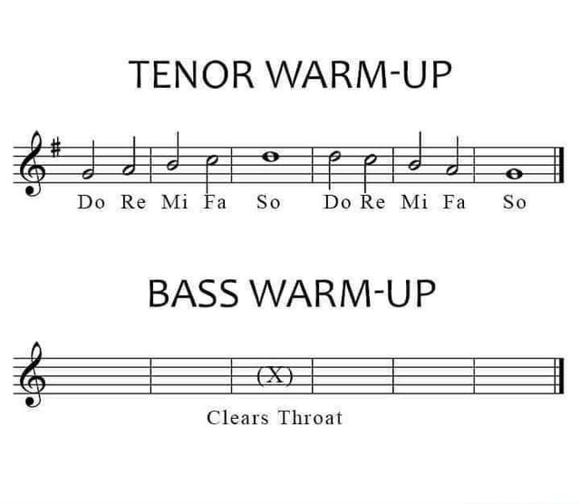 TENOR WARM-UP Do Re Mi Fa_ So Do Re Mi Fa So BASS WARM-UP Clears Throat ...