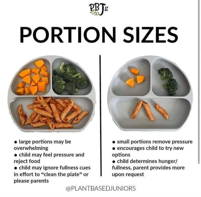 Large portions may be @ small portions remove pressure overwhelming ...