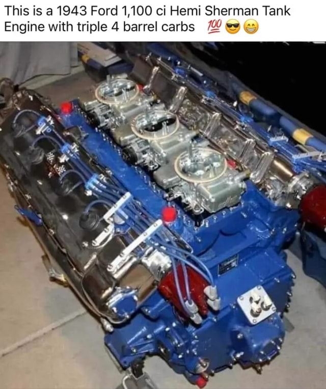 This is a 1943 Ford 1,100 ci Hemi Sherman Tank Engine with triple 4 ...