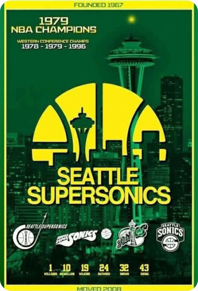 1979 NBA CHAMPIONS WESTERN CONFERENCE CHAMPS 1978 1979 1996 SUPERSONICS ...
