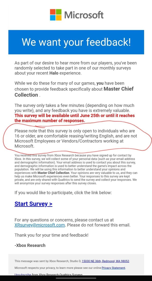 Microsoft We want your feedback! As part of our desire to hear more ...