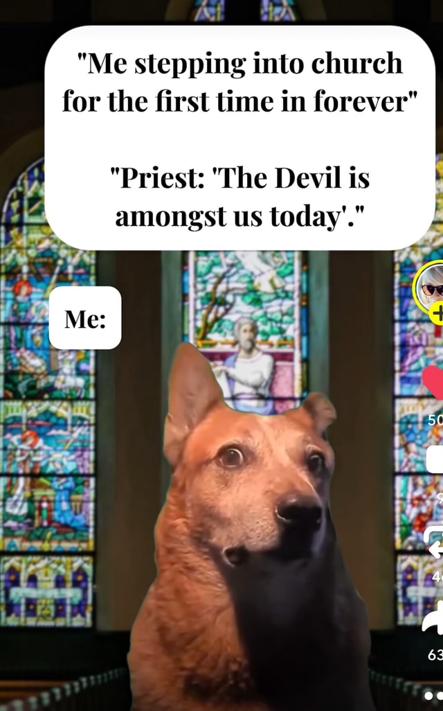 "Me stepping into church for the first time in forever" "Priest: 'The ...