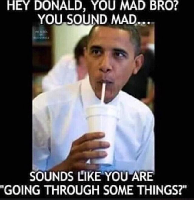 HEY DONALD, YOU MAD BRO? MAD.. SOU SOUNDS LIKE YOU ARE "GOING THROUGH ...