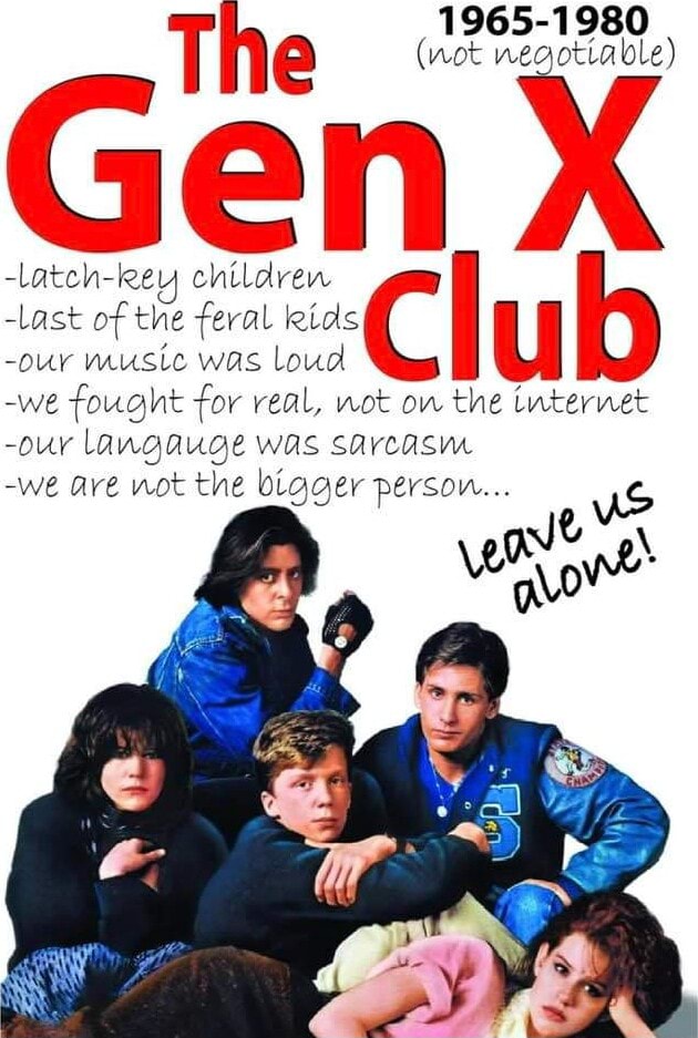 1965-1980 (wot negotiable) Gen X -Latch-key children -last of the feral ...