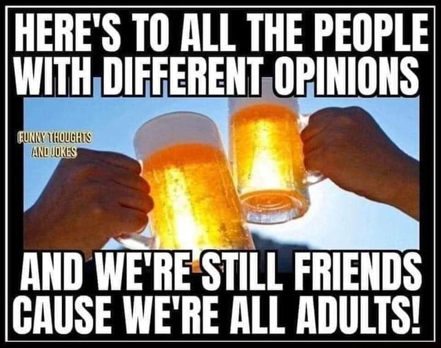 HERE'S TO ALL THE PEOPLE WITH DIFFERENT OPINIONS AND WE'RE STILL ...