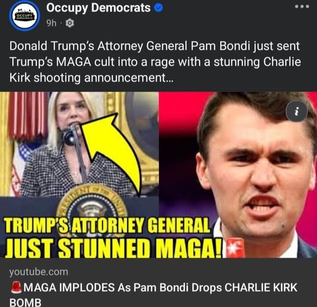 Occupy Democrats Donald Trump's Attorney General Pam Bondi just sent ...