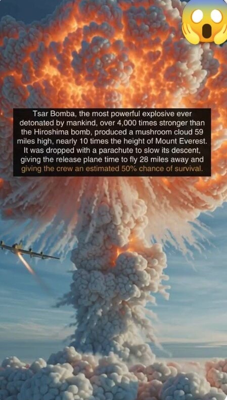 Tsar Bomba, the most powerful explosive ever detonated by mankind, over ...