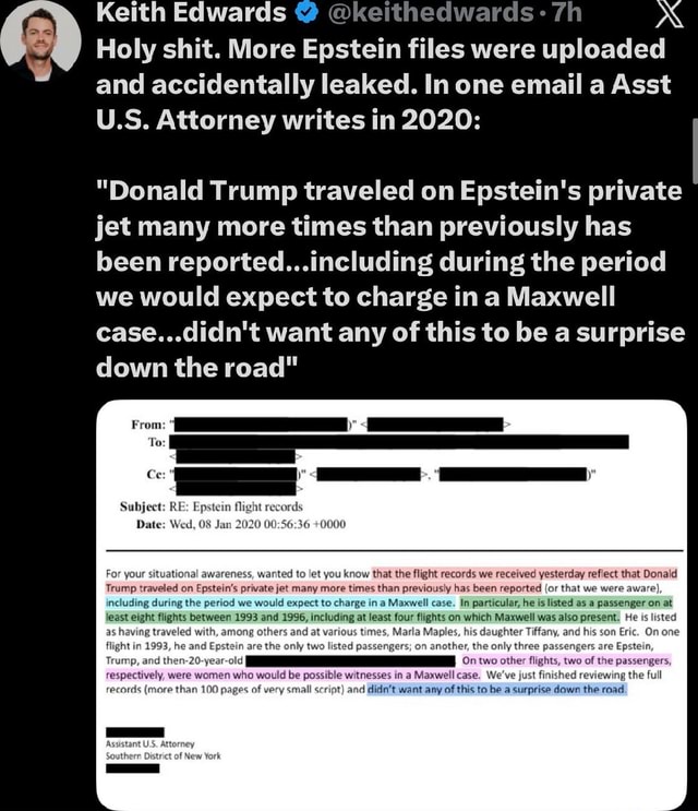 Keith Edwards @keithedwarcls X Holy shit. More Epstein files were ...