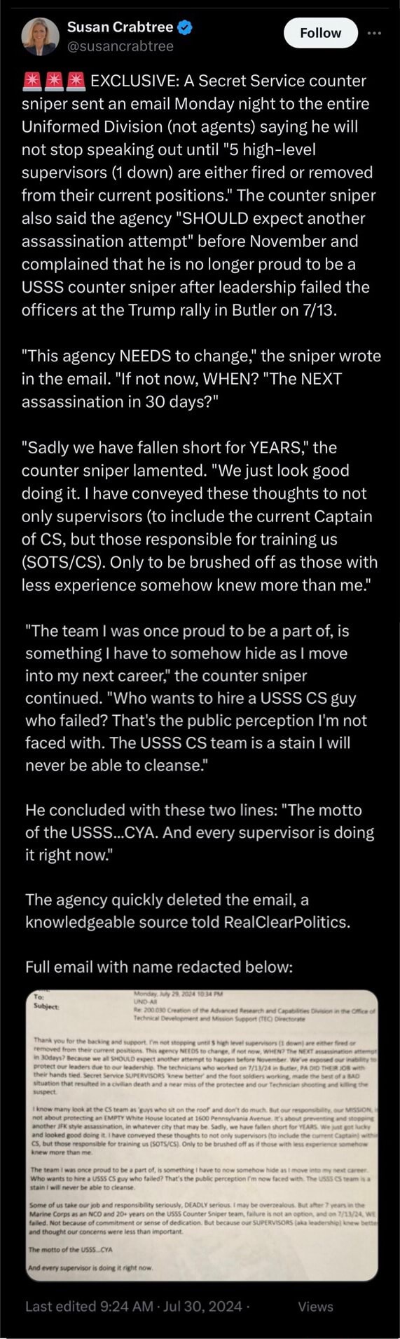 Susan Crabtree @ @susancrabtree EXCLUSIVE: A Secret Service counter ...