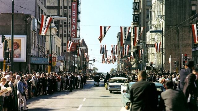 President John F. Kennedy travelling down Main Street in Dallas on ...