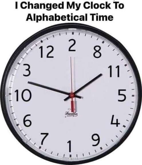 Changed My Clock To Alphabetical Time - America’s best pics and videos