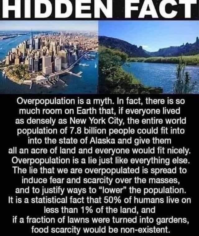 MiDDEN FACT Overpopulation is a myth. In fact, there is so much room on ...