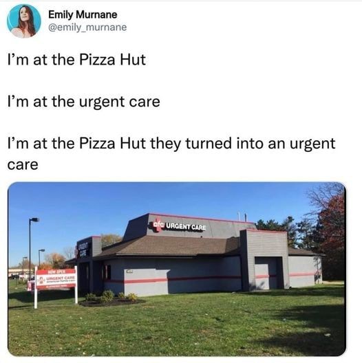 Emily Murnane @emily_murnane I'm at the Pizza Hut I'm at the urgent ...
