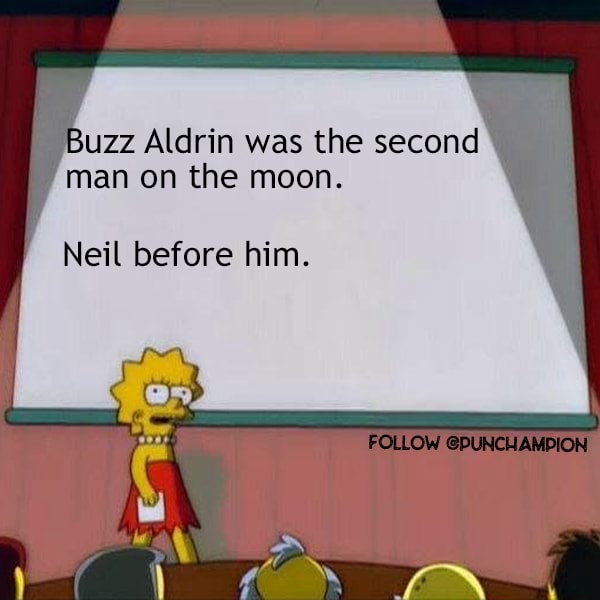 😀😀 Like our page for daily puns & dad jokes! - Buzz Aldrin was the ...