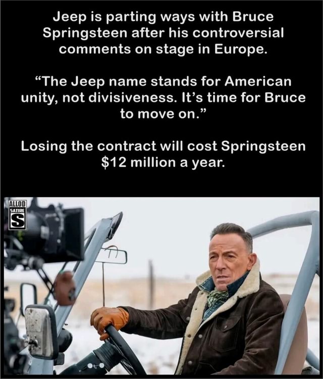 Jeep is parting ways with Bruce Springsteen after his controversial ...