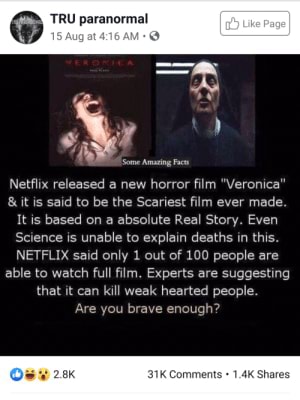 TRU paranormal Netflix released a new horror film "Veronica" & it is ...