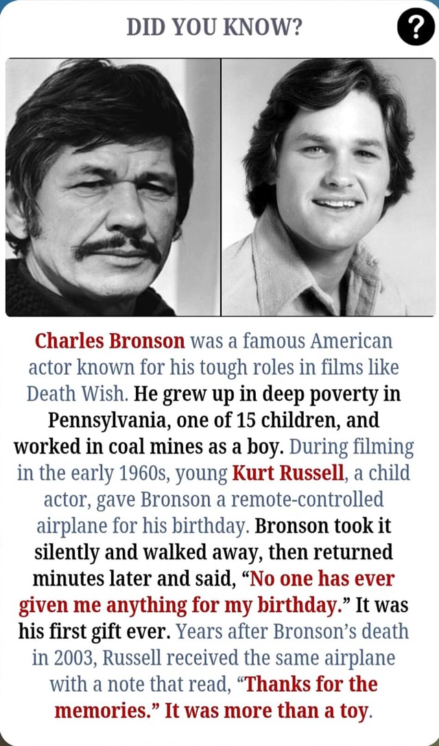 DID YOU KNOW? Charles Bronson was a famous American actor known for his ...