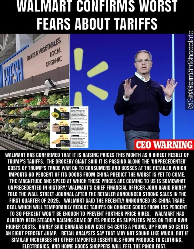WALMART CONFIRMS WORST FEARS ABOUT TARIFFS CEO WARNING WALMART HAS ...