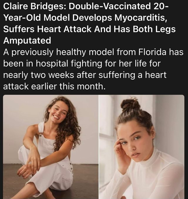 Claire Bridges: Double-Vaccinated 20- Year-Old Model Develops ...