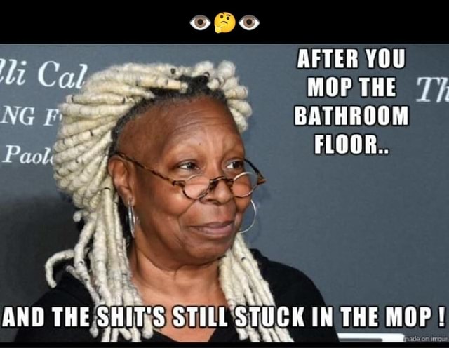 AFTER YOU MOP THE BATHROOM FLOOR. AND THE SHIT'S STILL STUCK IN THE MOP ...