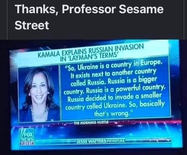 Thanks, Professor Sesame Street KAMALA PLAIN Ukraine is country ...