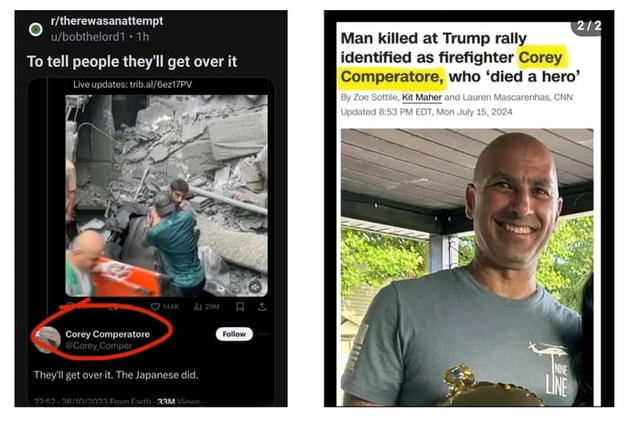Man led at Trump rally identified as firefighter Corey Comperatore, who ...