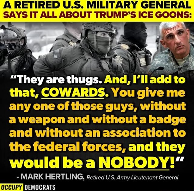 RETIRED U.S. MILITARY GENERAL SAYS IT ALL ABOUT TRUMP'S ICE GOONS ...