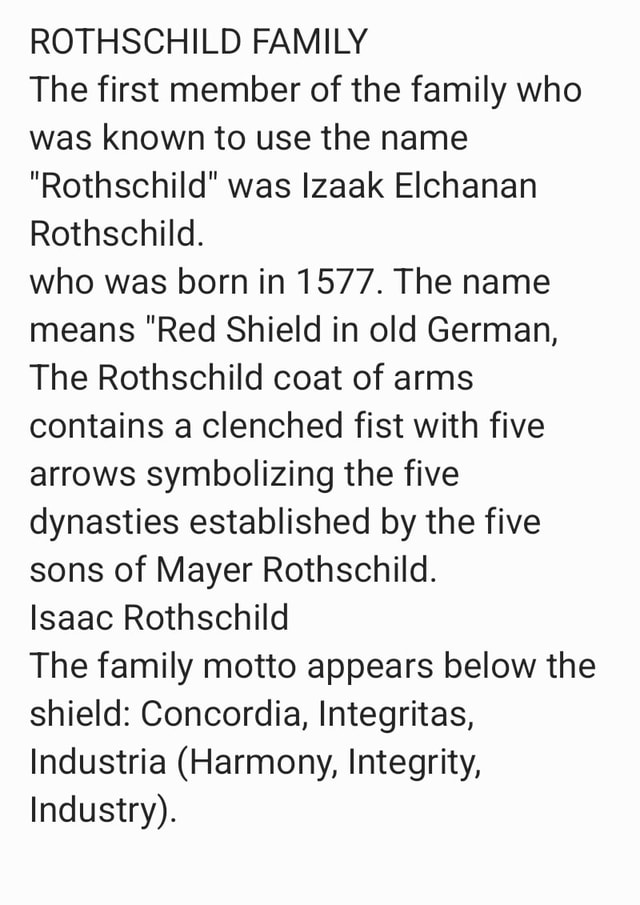 ROTHSCHILD FAMILY The first member of the family who was known to use ...