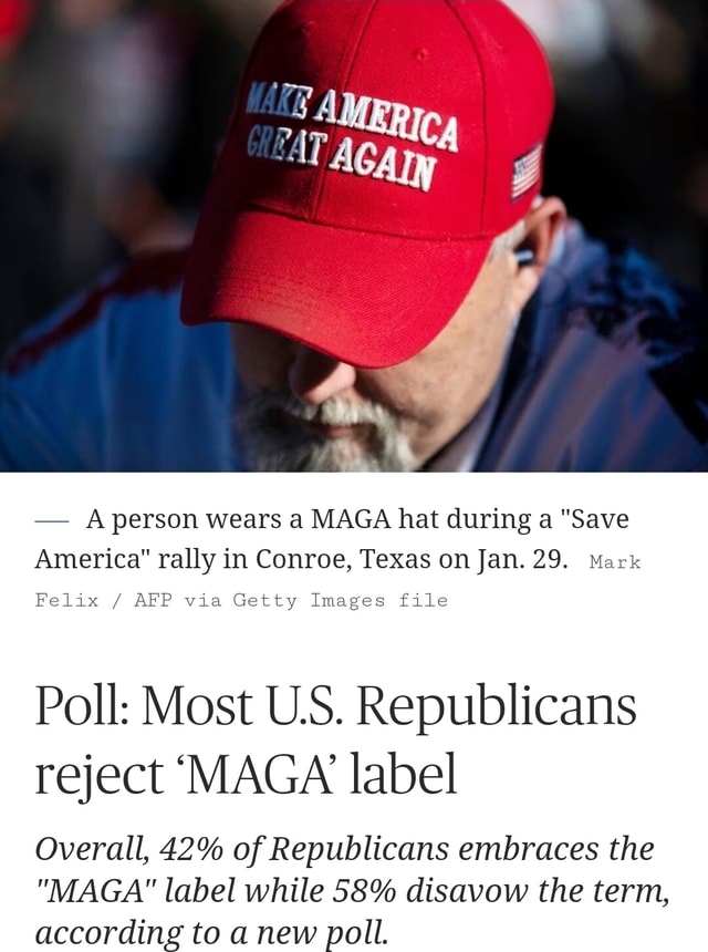 - person wears a MAGA hat during a "Save America" rally in Conroe ...