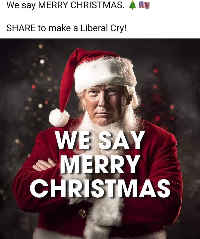 We say MERRY CHRISTMAS. SHARE to make a Liberal Cry! WE SAY MERRY ...