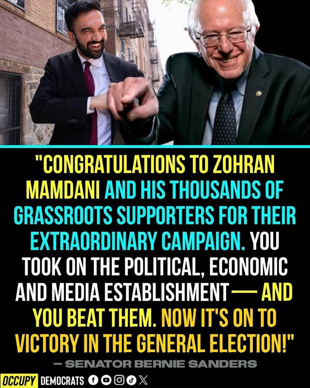 "CONGRATULATIONS TO ZOHRAN MAMDANI AND HIS THOUSANDS OF GRASSROOTS ...