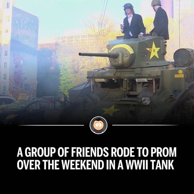 A group of friends rode to prom in a WWII tank thanks to Sherman Bynum ...
