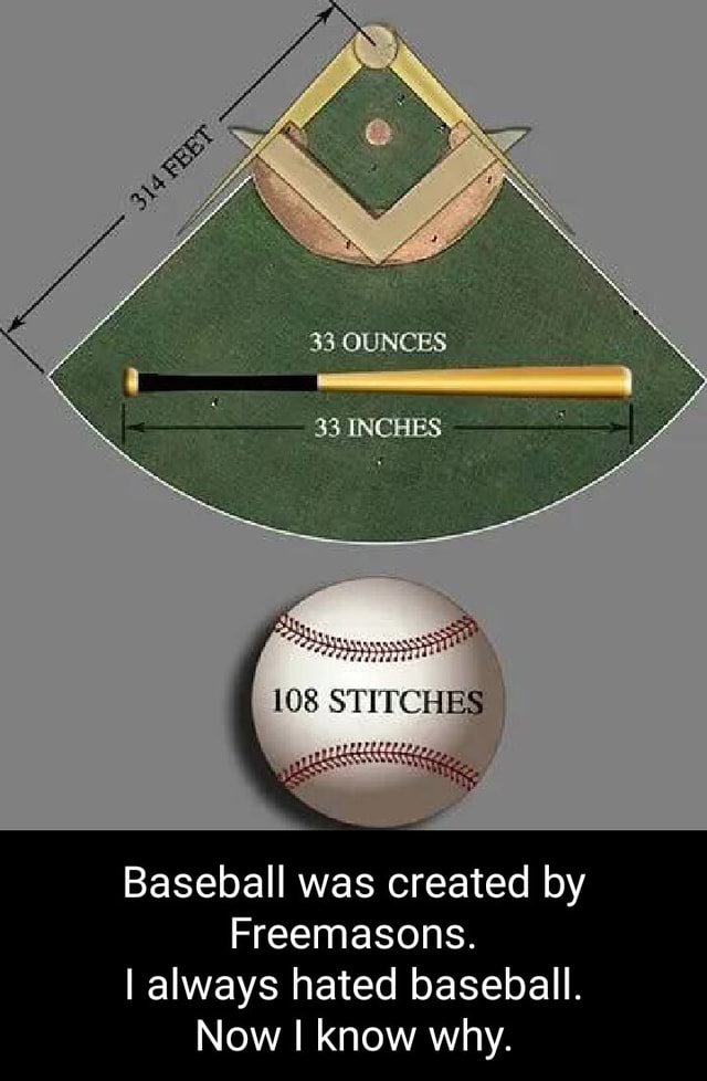 108 STITCHES Baseball was created by Freemasons. I always hated ...