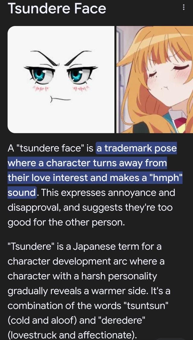 Tsundere Face NZ. A "tsundere face" is a trademark pose where a ...