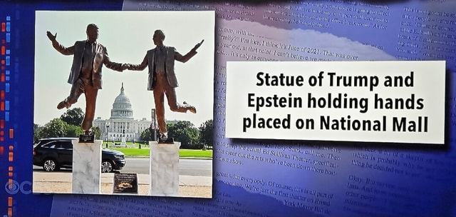 US moe Statue of Trump and Epstein holding hands placed on National ...
