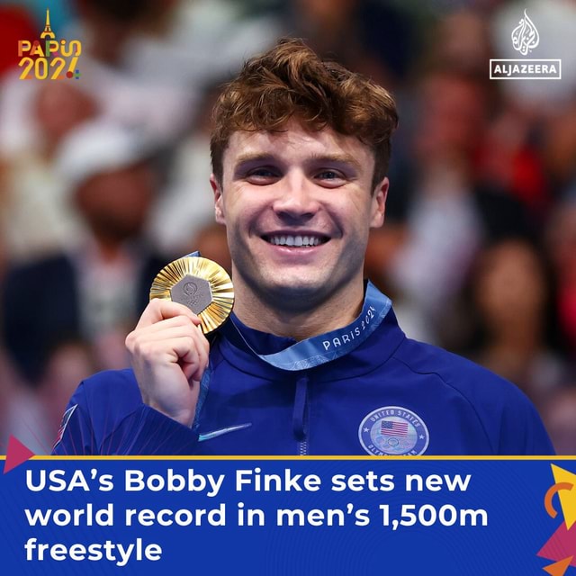 Team USAs Bobby Finke breaks a yearold record to win a second straight ...