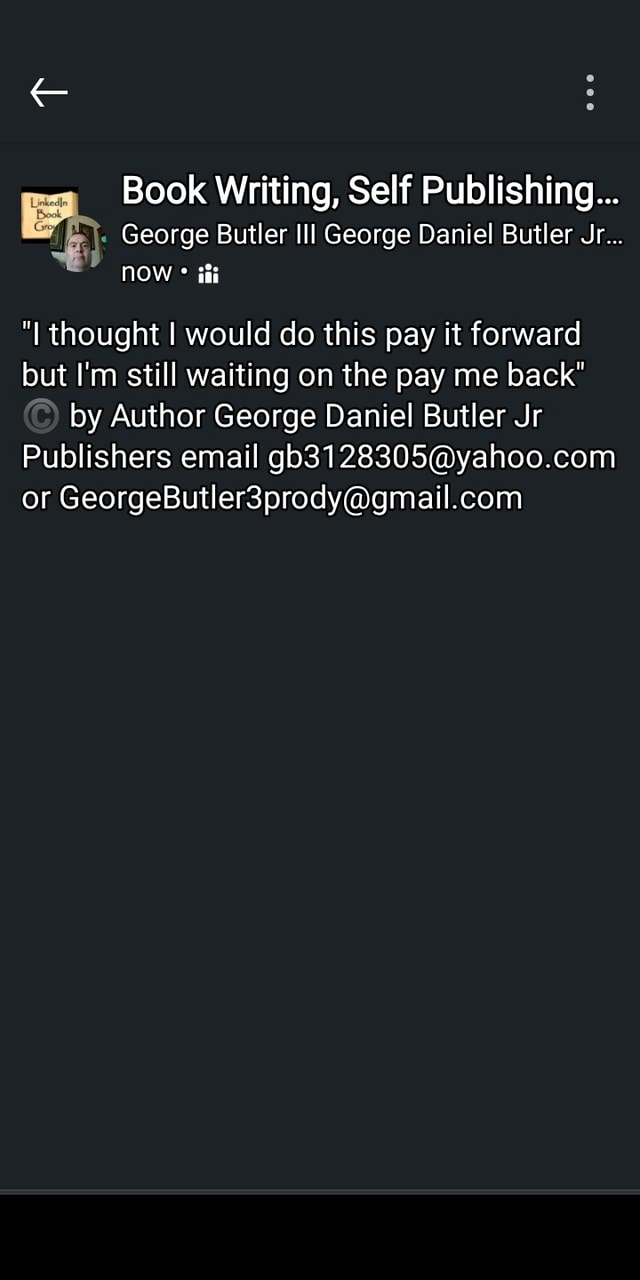 Book Writing, Self Publishing... George Butler III George Daniel Butler ...